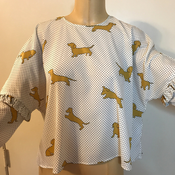 Zara | Tops | Nwt Zara Short Blouse With Dogs Print | Poshmark